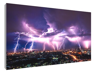 Lightning canvas wall art Wood Framed Ready to Hang XXL | eBay UK