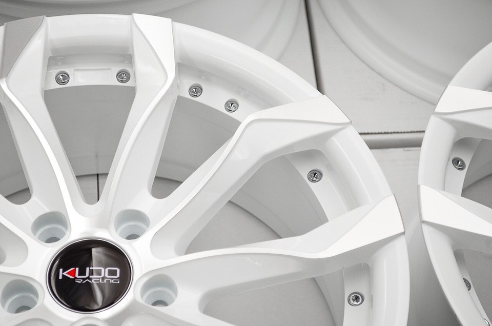 18x8 Kudo Racing Intimidate Wheels Rims | 5x114.3 | White w/Polish Face ...