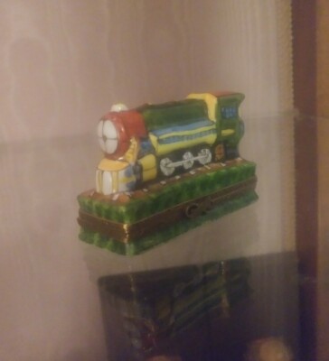 Limoges France Hinged Trinket Box, Locomotive Train on Tracks Signed | eBay