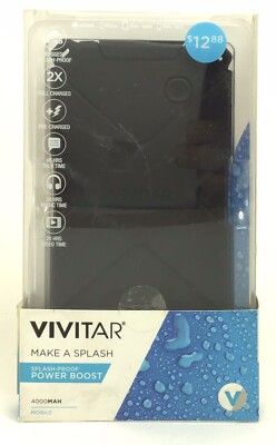 Vivitar Splash-Proof Power Boost 4000MAH Power Bank + USB Cable - Black ...