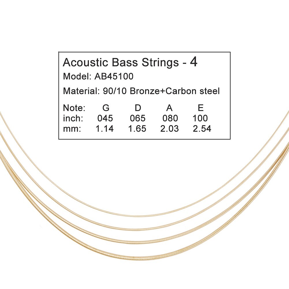 Brass Bass Strings Replacement Kit 4pcs Set for 4 string Acoustic Bass ...