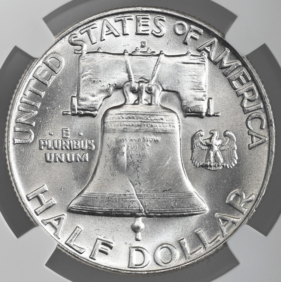 1954-D 50C FRANKLIN SILVER HALF DOLLAR FULL BELL LINES NGC MS64 FBL ...
