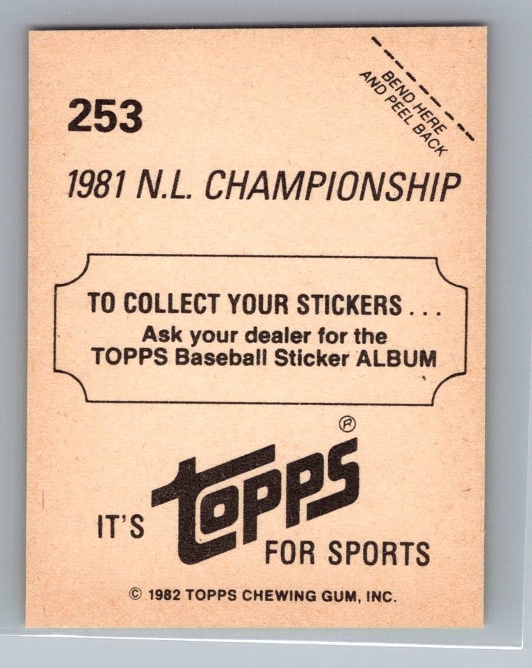 1982 Topps Stickers #253 1981 N.L. Championship Los Angeles Dodgers | eBay