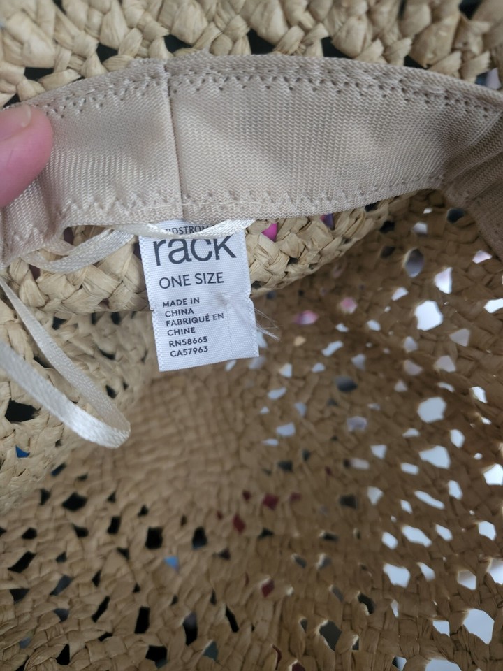 NORDSTROM Rack Floppy Sun Hat One Size Black Trim Natural Camel | eBay
