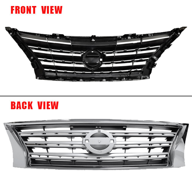 Front Shell Silver Insert W/ Chrome Grille For 2013-2015 Nissan Sentra ...