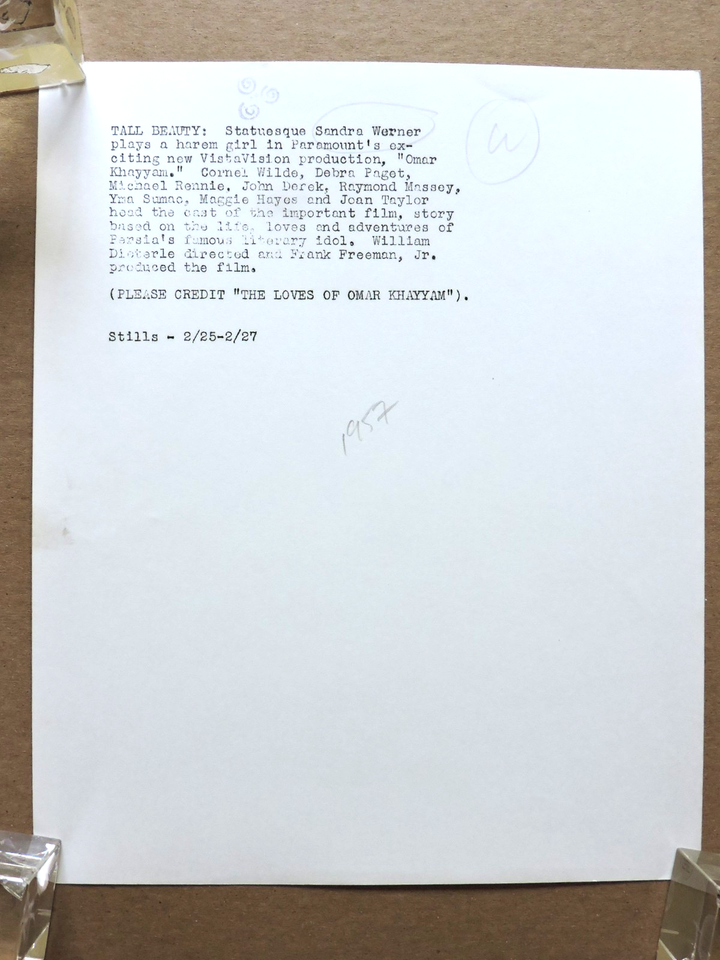 Sandra Warner original leggy harem girl pinup portrait photo 1957 Omar Khayyam | eBay