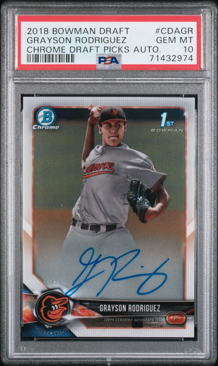 2018 GRAYSON RODRIGUEZ BOWMAN CHROME 1ST AUTO AUTOGRAPH PSA 10 GEM MINT ...