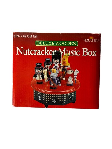 Deluxe Wooden Nutcracker Music Box Timeless Treasures Christmas Vintage ...