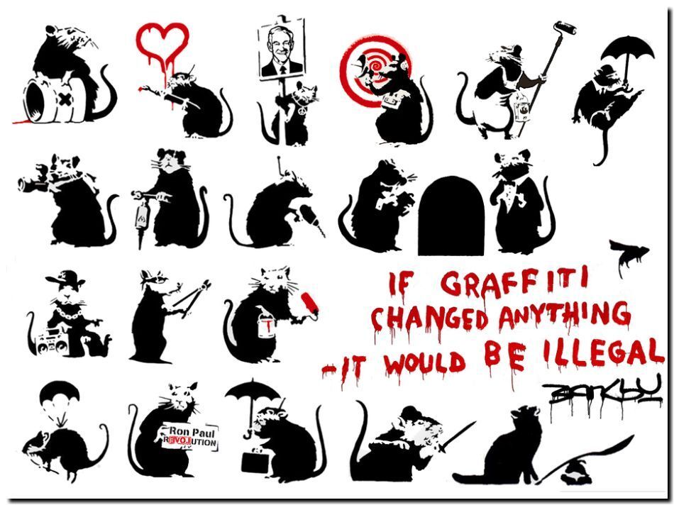 BANKSY STREET ART CANVAS PRINT Subversive Rats collage 16 BANKSY STREET ART CANVAS PRINT Subversive Rats collage 16