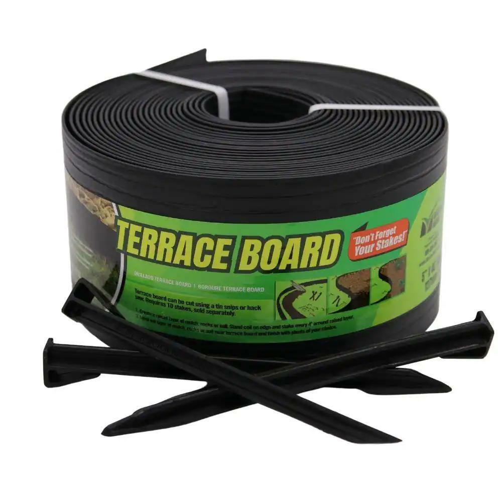 Terrace Board 5 in. x 40 ft. Black Landscape Lawn Edging with Stakes | eBay