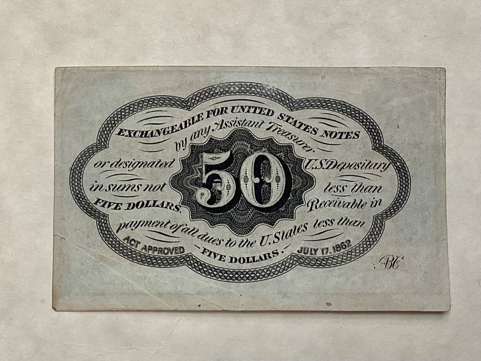 ~ FR 1312 - 50 CENTS FIRST ISSUE FRACTIONAL CURRENCY NOTE - WITH ABC ...