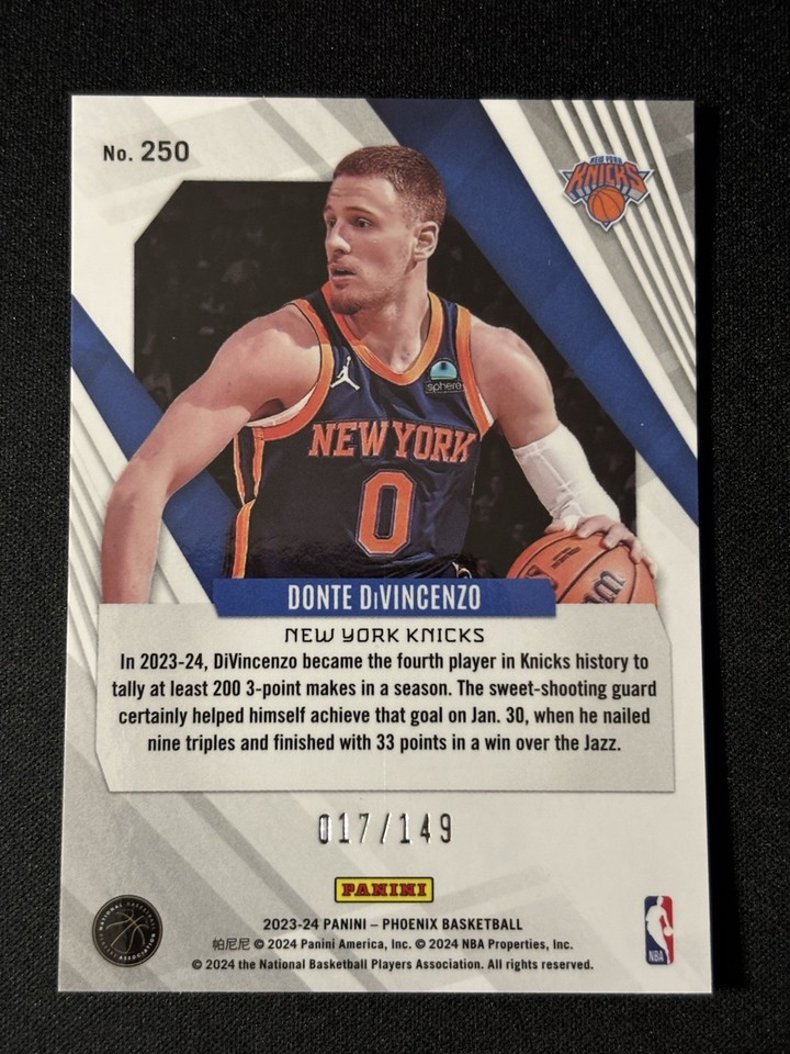 Donte DiVincenzo 2023-24 Panini Phoenix Green Cracked Ice /149 NY Knicks | eBay
