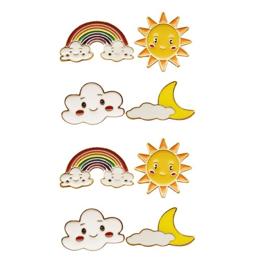 Set of 2 Funny Pin Badges Sun Brooch Cute Cartoon Lapel Pins Rainbow ...