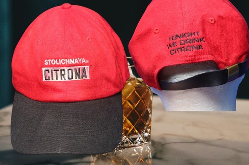 Vintage Stolichnaya Citrona Vodka Strap Back Dad Hat Cap Red Black ...
