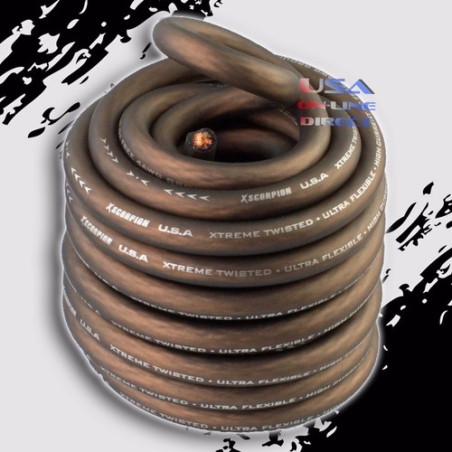 4 Gauge 20ft BLACK Flex OFC Power Wire Strands Copper Hi-Voltage Marine ...