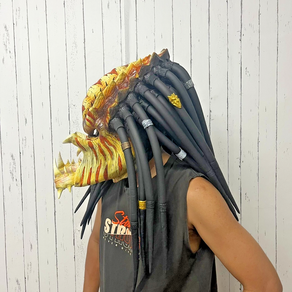 Handmade Full‑Head Latex Elder Predator Mask Replica Helmet One Size ...