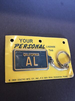 Vintage 1969 California License Plate Keychain Tag Travel Souvenir Name ...