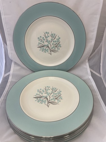 6 Sevron Dinnerware Blue Aqua Lace Pattern 10 1/4” Dinner Plate w/ Trim ...