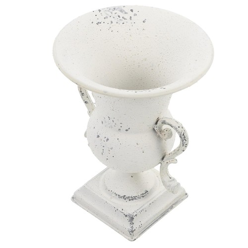 Vintage Roman Flower Pot Pedestal Planter Rustic White Decorative Vase ...