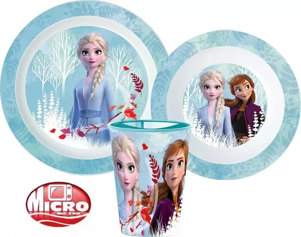 Disney Frozen Elsa & Anna 3 Piece Plastic Plate Bowl Cup Breakfast ...