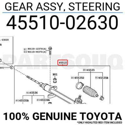 4551002630 Genuine Toyota GEAR ASSY, STEERING 45510-02630 | eBay