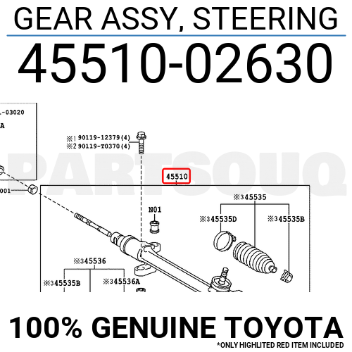 4551002630 Genuine Toyota GEAR ASSY, STEERING 45510-02630 | eBay