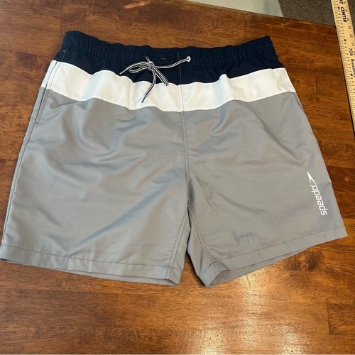 Men’s Speedo gray navy striped swim trunks size XXL | eBay