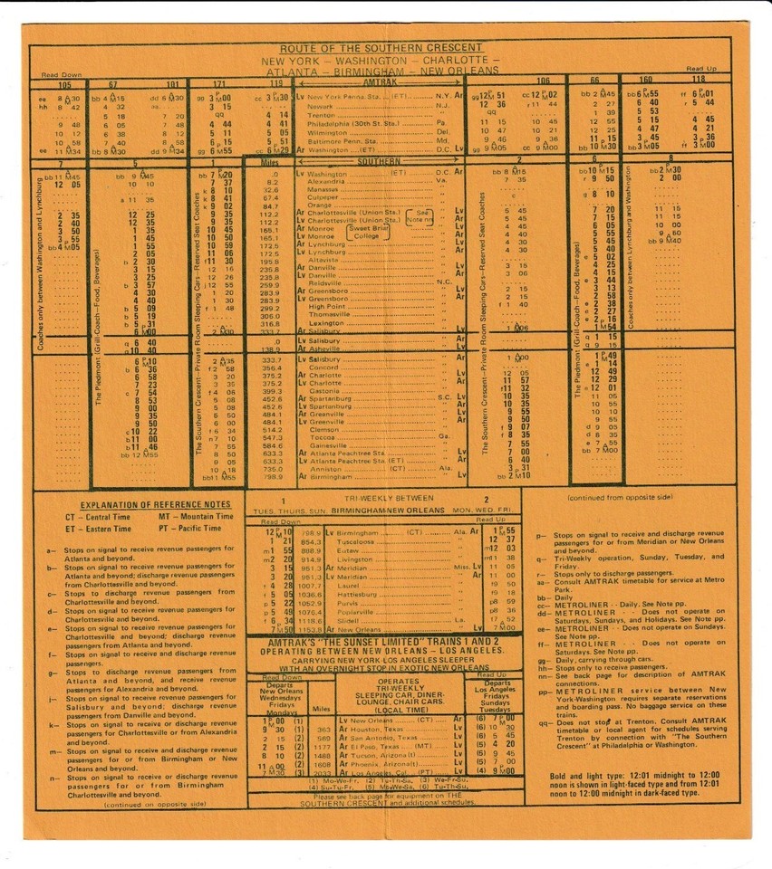 10/21/1974 Southern Railway System Railroad Public Timetable No.83 ...
