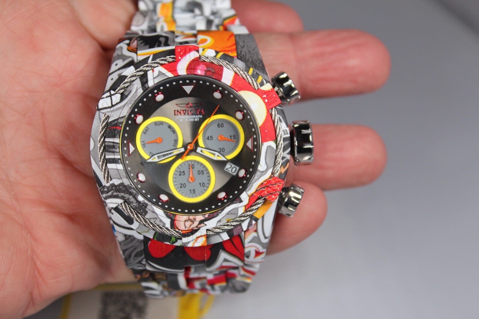Invicta Bolt Zeus Hydroplated Steel Graffiti Chronograph 52mm Gunmetal ...