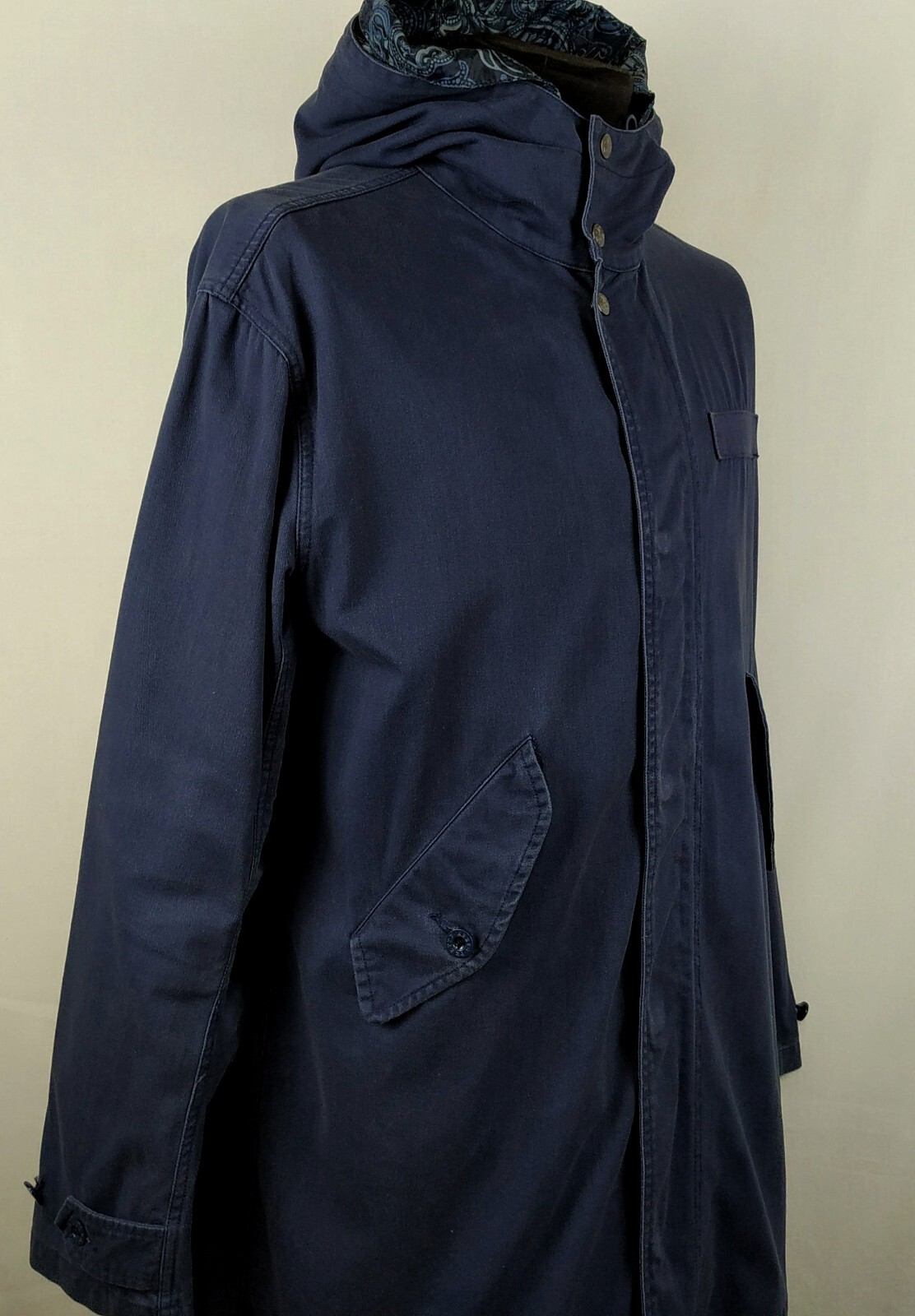Pretty Green Parka Jacket Hooded Paisley Blue L | eBay