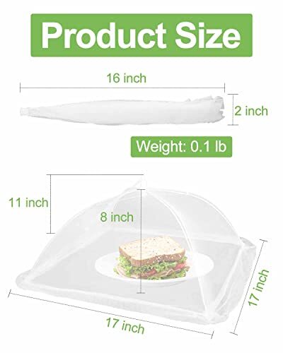 Food Cover Mesh Food Tent, 17"x17", 6 Pack, White Nylon cover, | eBay