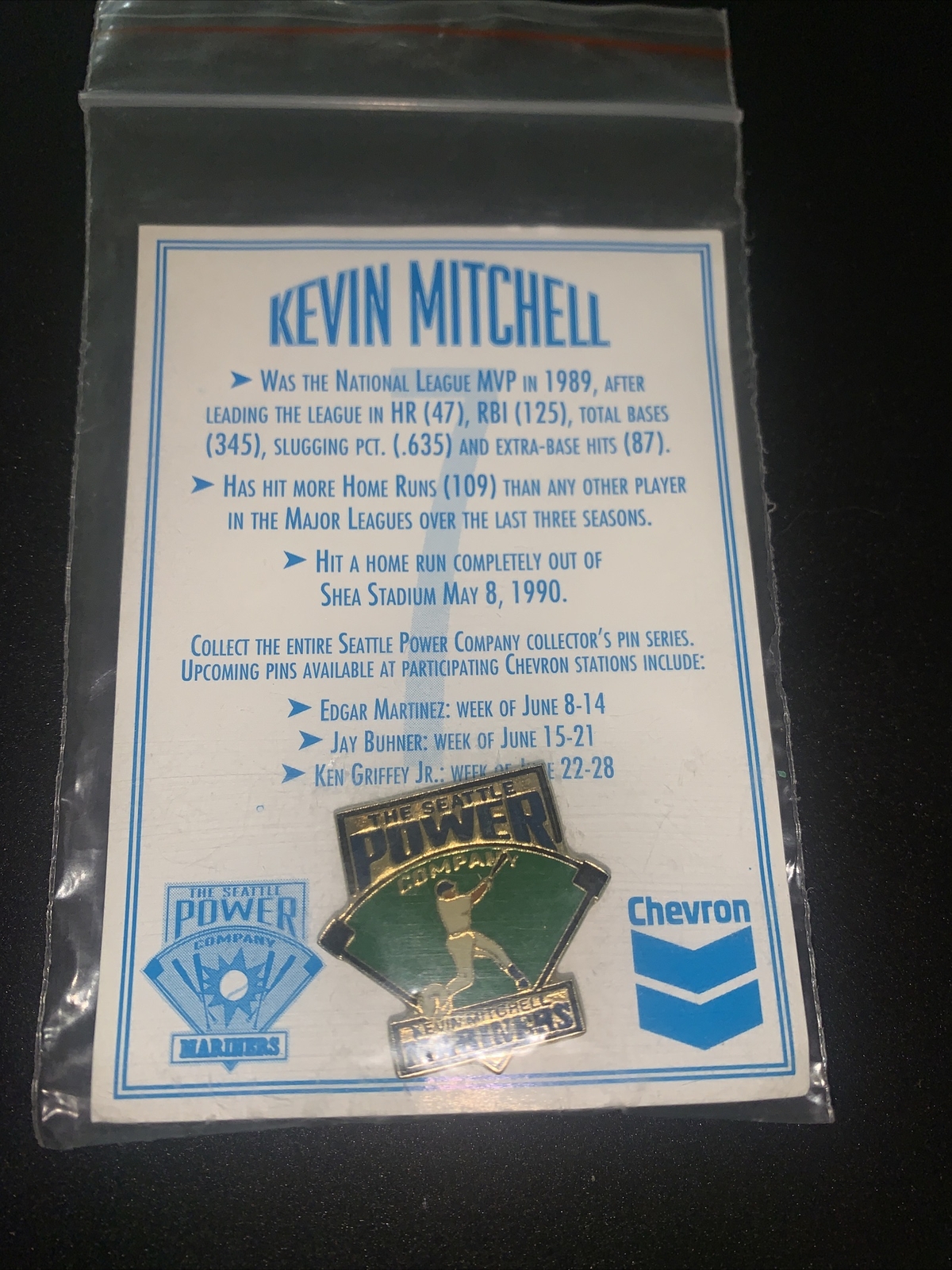 Kevin Mitchell Seattle Mariners ~Chevron Collector's Pin | eBay