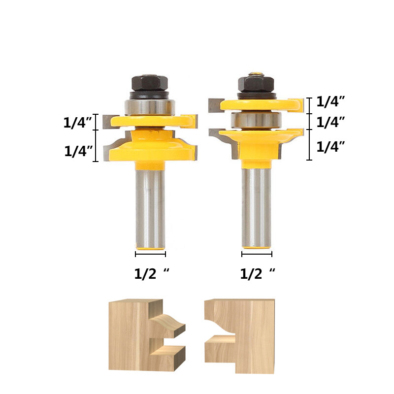 2Pcs Wood Router Bit Raised Panel Tenon 1/2 shank Cutter for ...