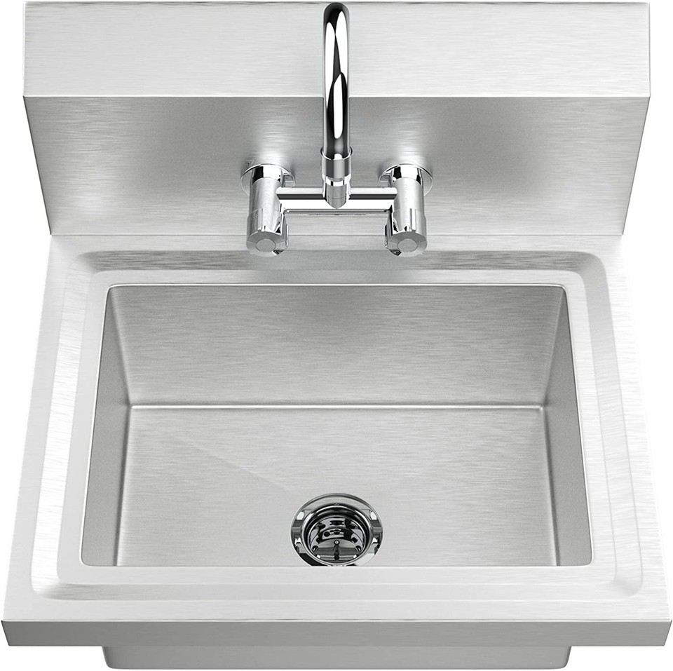 Commercial Sink Hand Washing Basin Stainless Steel Hand Sink w/ Hot ...