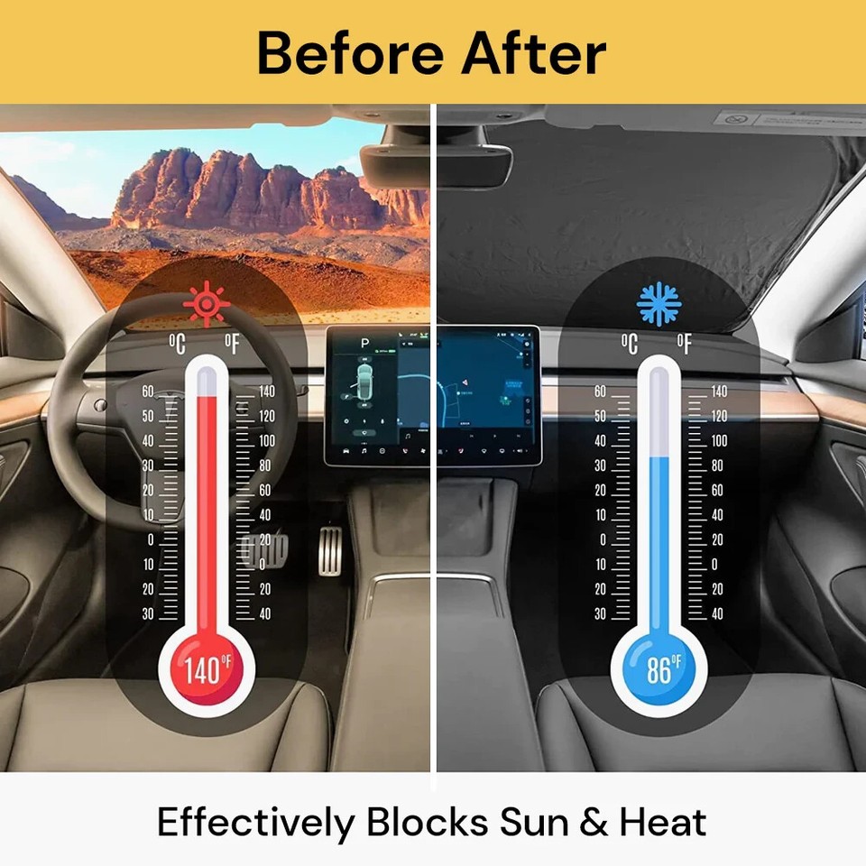 Car Windscreen Sun Shade Windshield Front Visor UV Block For Tesla ...