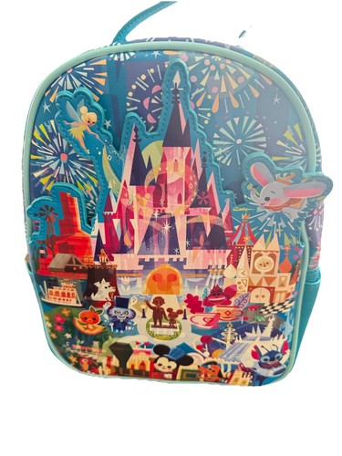 Disney Loungefly MAGIC KINGDOM & Attractions Signed Joey Chou Backpack ...