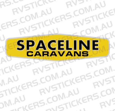 SPACELINE YELLOW LOGO 430mm Caravan decal, sticker, vintage, graphics ...