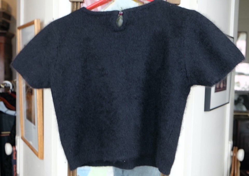 Womens Small Black, Short Sleeve Cropped Wool Sweater | eBay