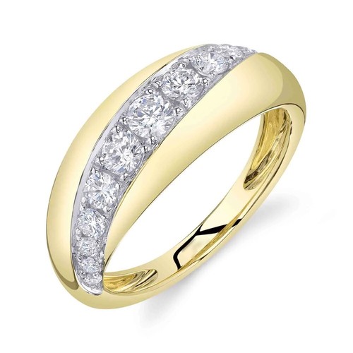 14K Yellow Gold Diamond Cocktail Ring Natural 0.66CT Right Hand ...