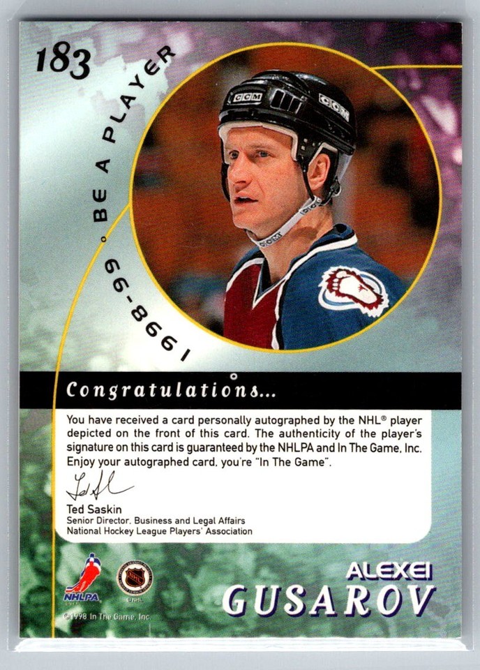 1998 Be a Player #183 Alexei Gusarov Gold Autograph | eBay