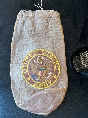 Vintage WWII ? United States Army leather sack bag embroidered ...