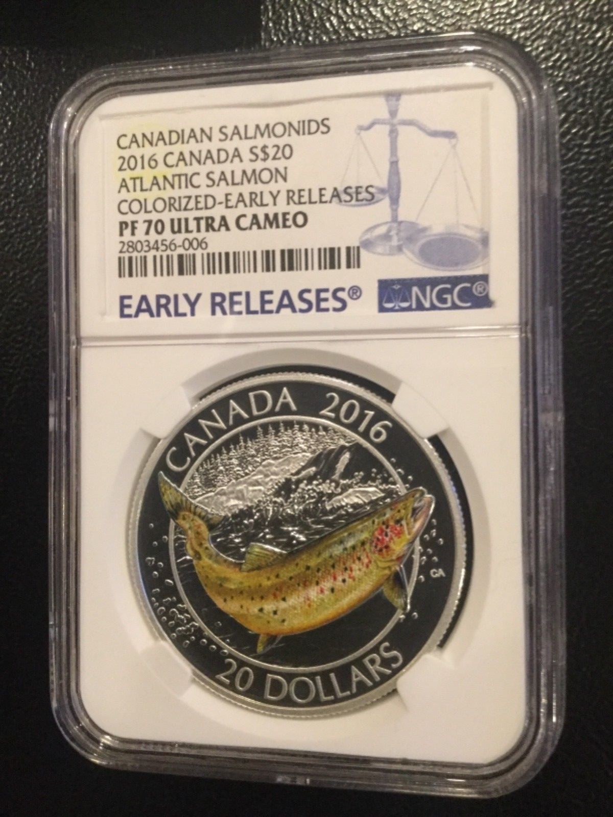 2016 Canada S$20 Canadian Salmonids Atlantic Salmon Colorized NGC PF70 ...