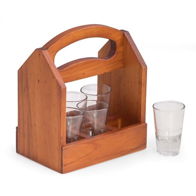 PORTABLE SHOT GLASS CARRIER WITH SIX SHOT GLASSES | eBay