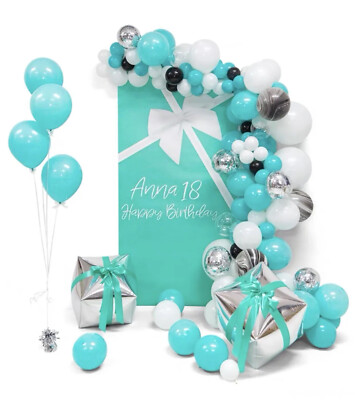 100pcs: Christmas Theme Balloons Chain In White & Teal Green - Minty ...