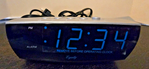 Equity Blue LED Digital Alarm Clock Manual Time Set Battery Backup | eBay
