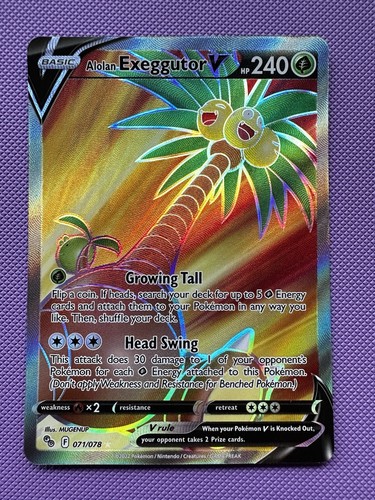 Pokémon TCG Alolan Exeggutor V (Full Art) Pokemon Go 071/078 Holo Ultra ...