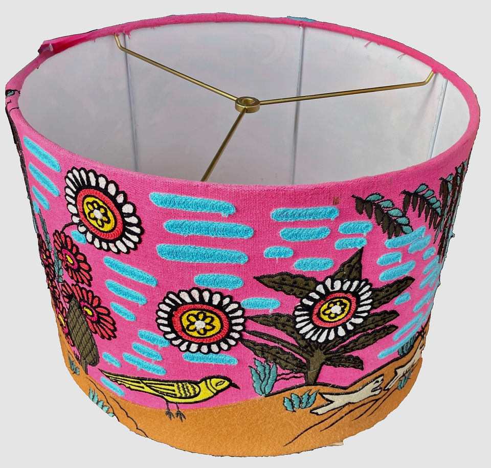 OOP Anthropologie Large Drum Applique Imagined World Folk-Art Style ...