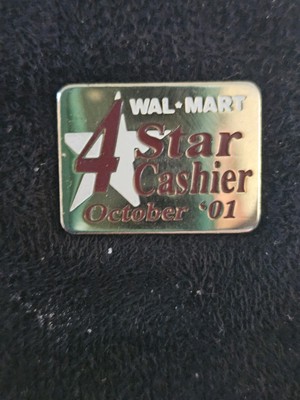 Vintage Walmart Employee Pin 4 Star Cashier August 2001 Lapel Hat Pin ...