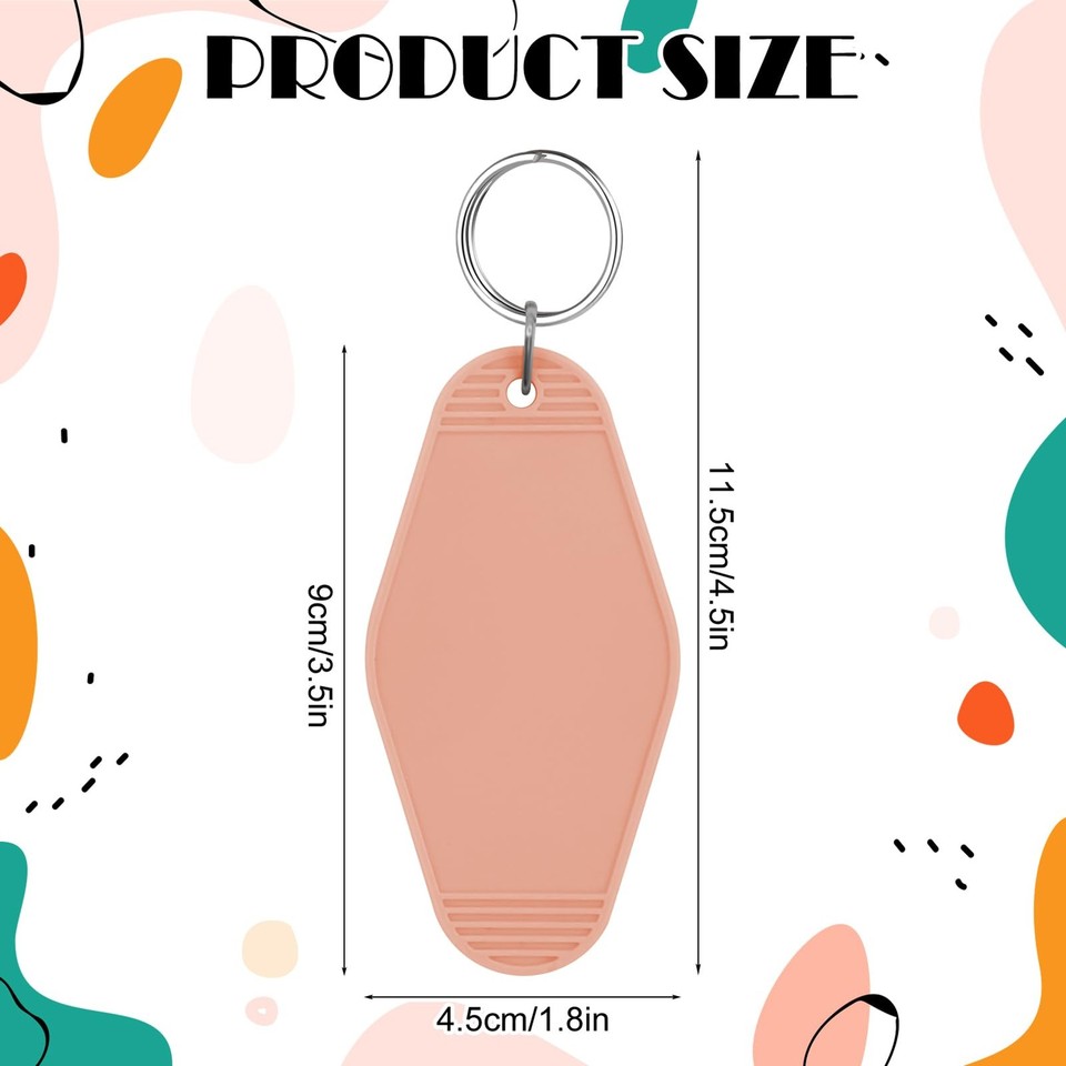 40 PCS Hotel Keychain Blank with Key Rings, 20 Colors Plastic Rhombus ...
