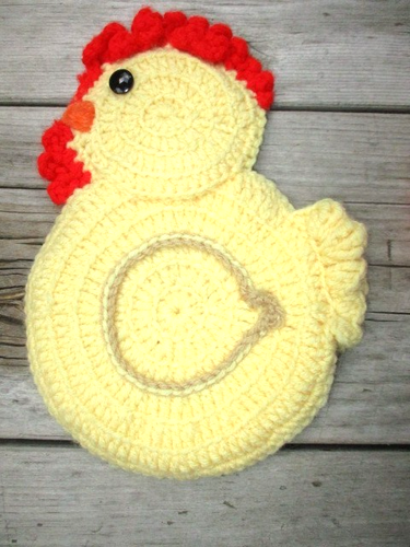 DOILY MAT YELLOW CHICKEN RED COMB SNACK PLATE CUP SAUCER PHENTEX ...